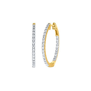 La Joya 1/2 CT TW Lab Grown Inside Out Diamond Hoop Earrings for Women | Crafted in Yellow Gold Plated 925 Sterling Silver | Ideal Pair of Womens Diamond Earrings To Get for Her This Mother's Day