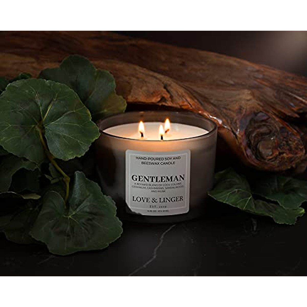 Candles for Men | Masculine Candles | Luxury Soy & Beeswax Candles for Home | 16 oz. Large Jar 3 Wick Candle | Black Tie Candle | Mens Candle | Cologne Candle