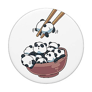 Japanese Panda Bears Ramen Noodle Bowl PopSockets PopGrip: Swappable Grip for Phones & Tablets