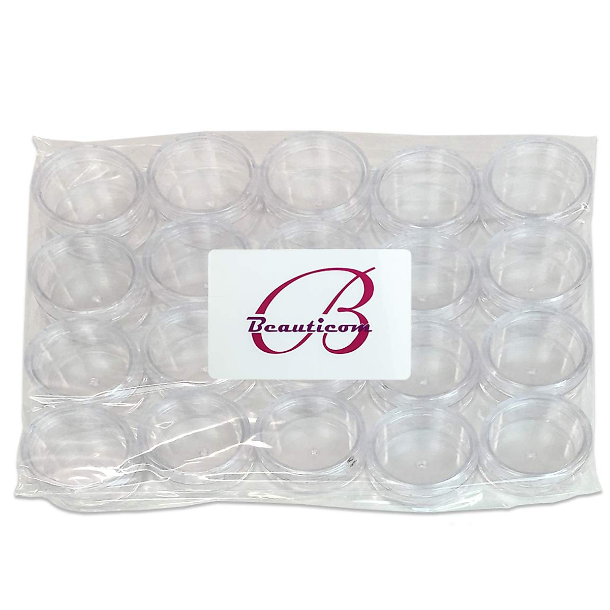 Beauticom 10g/10ml (0.35 Fl Oz) Round Clear Jars with Round Top Lids for Creams, Lotions, Make Up, Powders, Glitters, and more... (Color: Clear Lid, Quantity: 40 Pieces)