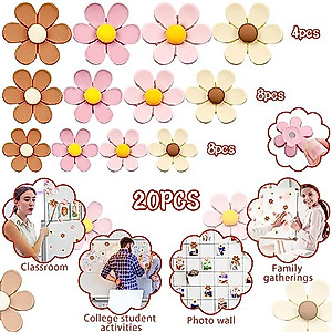 Lukinuo Cute Flower Fridge Magnets 20PCS Mini Daisy Refrigerator Magnet Colorful Flower Fridge Magnets for Locker Whiteboard Refrigerator Office Photo Cabinet Bulletin Board