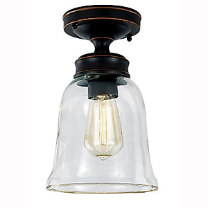 Hampton Bay 1000 052 875 Semi Flush Mount-Light Fixture with an Oil-Rubbed Bronze Finish & A Clear Glass Shade