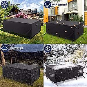 Outdoor Furniture Cover Waterproof Rectangle Patio Table Chair Cover Durable Outdoor Sectional Sofa Set Covers with 4 Windproof Buckles, Anti-UV, Black 70"x47"x29"