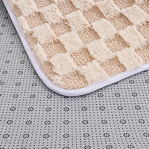 Aimuan Checkered Print Area Rug Cute Checkerboard Rugs Soft Shaggy Carpets Back Non-Slip Mat for Kids Bedroom Living Room Nursery Home Decor (Beige,3x5 Feet)