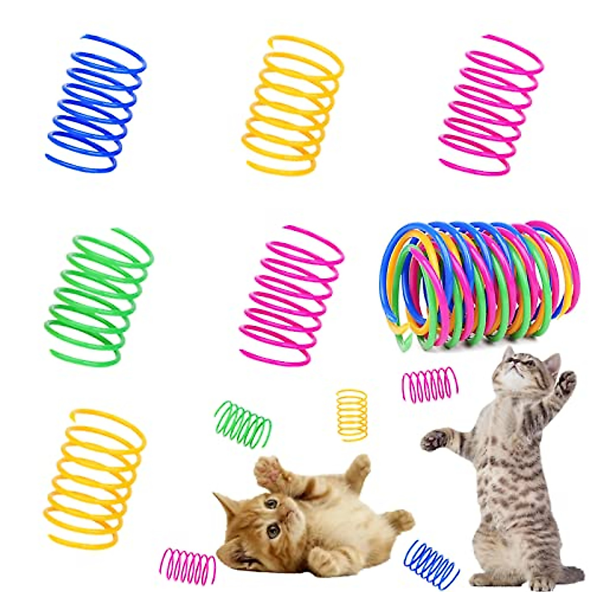 Cat Spring Toys 60 Pack, Colorful Springs Cat Toys Interactive Cat Toy Plastic Coil Spiral Springs Creative Cat Toy to Kill Time and Keep Fit Durable Heavy Plastic Spring for Indoor Cats Kitten Toys