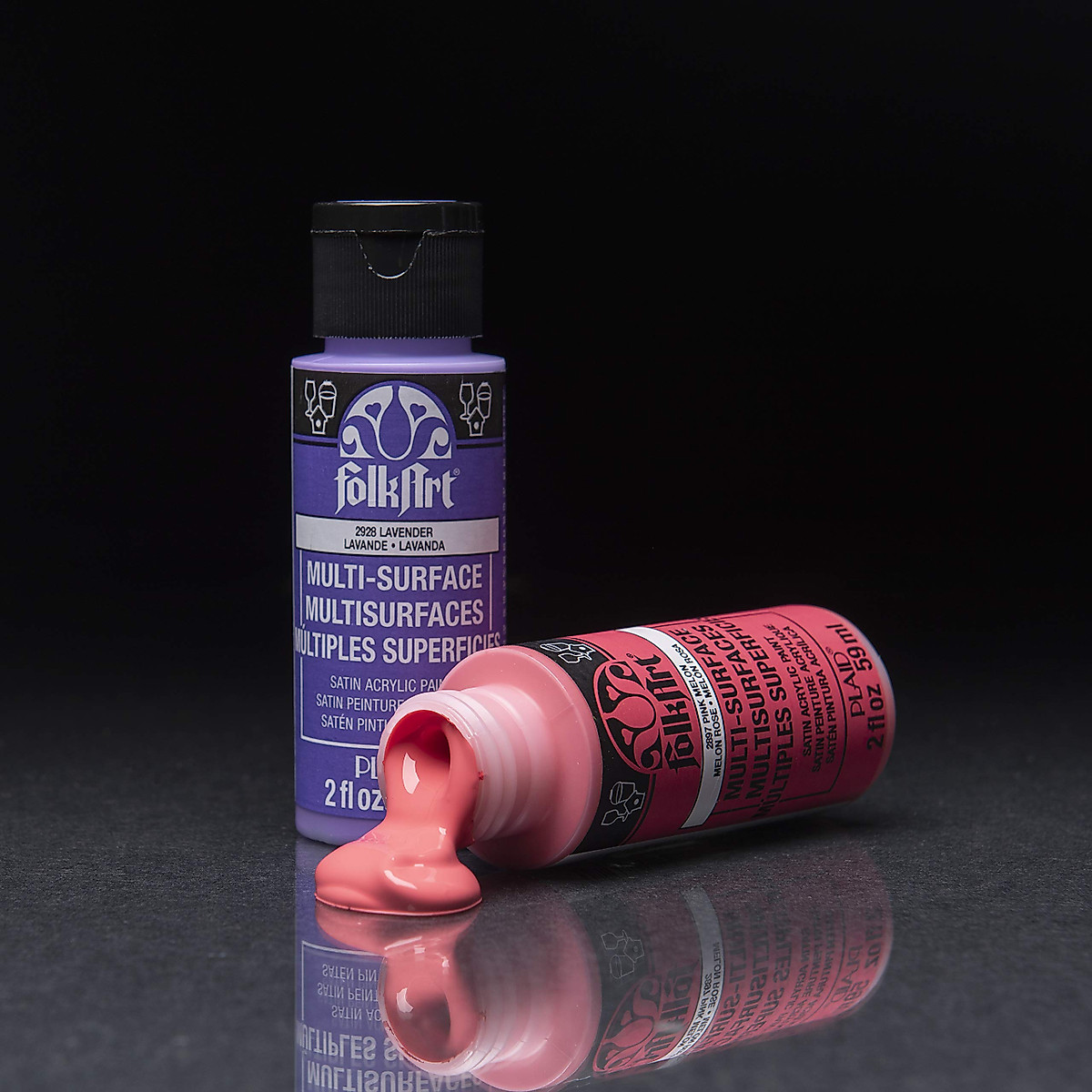 FolkArt 16 Piece Multi Surface Acrylic Craft Paint Set Formulated to be Non-Toxic that is Perfect for Beginners and Artists, Bright Colors Count, 2 Fl Oz (Pack of 16)