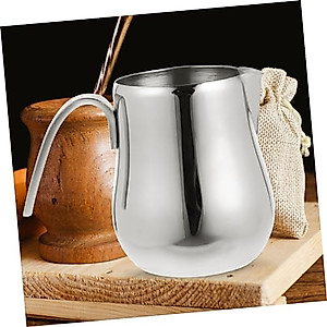 HOLIDYOYO Milk Frother Cup Stainless Steel Cup for Milk Machine Coffee Pitcher Greek Coffee Maker Tea Kettle Espresso Milk Frothing Pitcher Steaming Pitcher Frother Jug for Espresso Silver