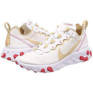 Nike Women's React Element 55 Running Shoes (7, Desert Ore/White)