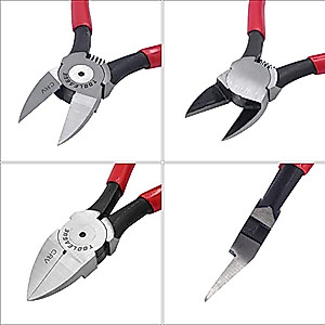TOOLEAGUE Wire Flush Cutters, 7-inch C-RV Ultra Sharp Flush Cut Pliers, Heavy Duty wire cutters for crafts,artificial flowers,Jewelry Making, Electrical & Any Clean Cut Needs
