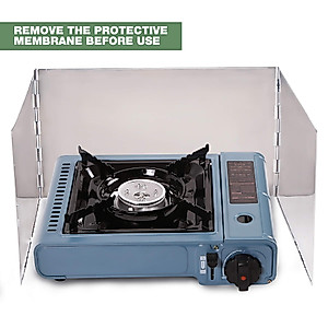 REDCAMP Folding Stainless Steel Stove Windscreen, Camping Stove Windshield Butane Burner Windshield for Hiking, Outdoor, Backpacking