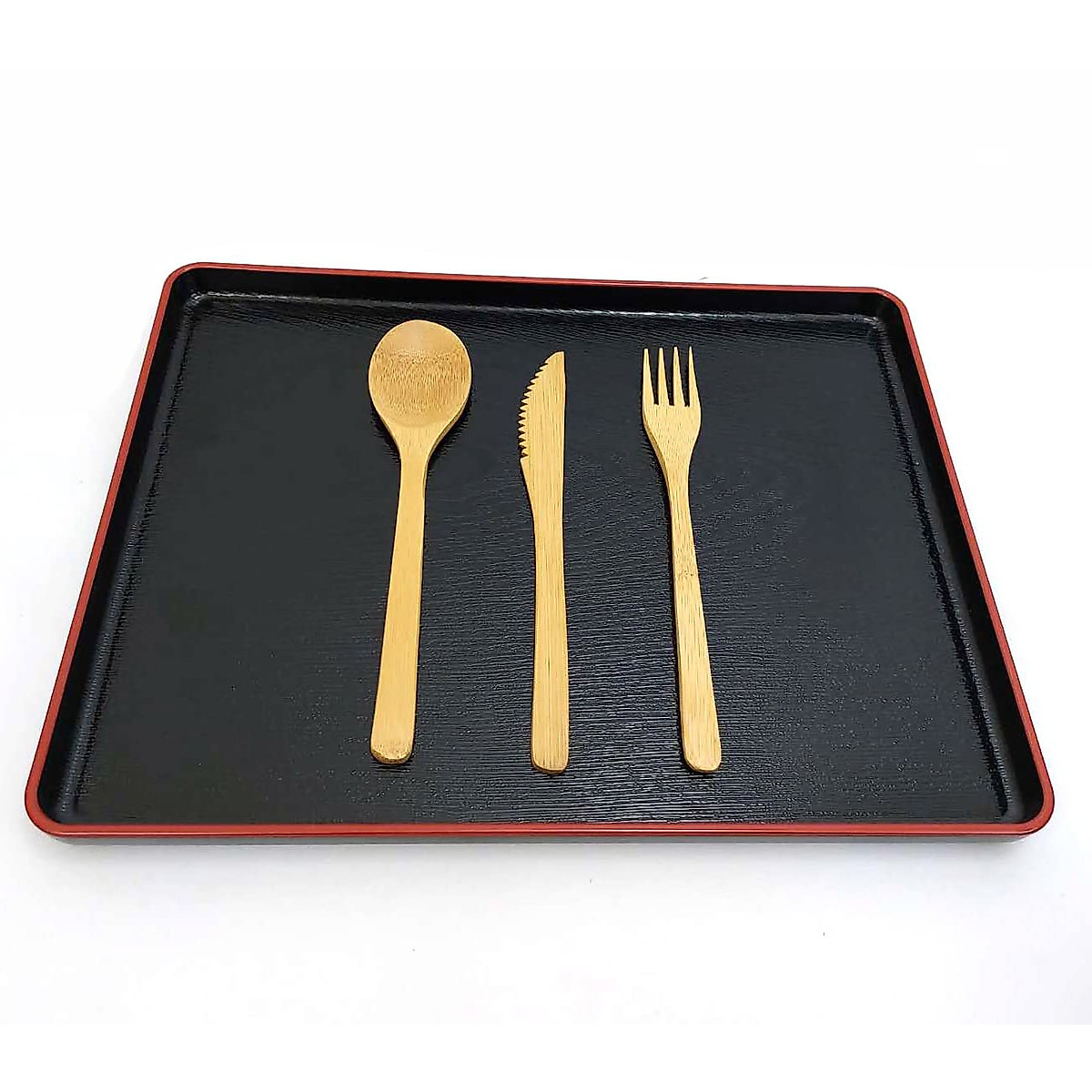 JapanBargain 3785, Bamboo Fork Knife Spoon Cutlery Utensils Flatware Set 3pc Reusable Dishwasher Safe, 8-inch, 1 Set