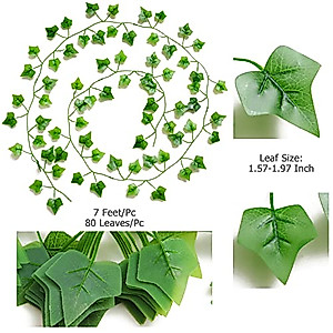 84 Feet Fake Vines with 200 LEDs Solar Outdoor String Lights (Remote Control), Artificial Plants, Patio Decor,Hanging Fake Ivy Greenery Garland Plants,Fake Leaves for Balcony Decor/Outdoor Wall Decor