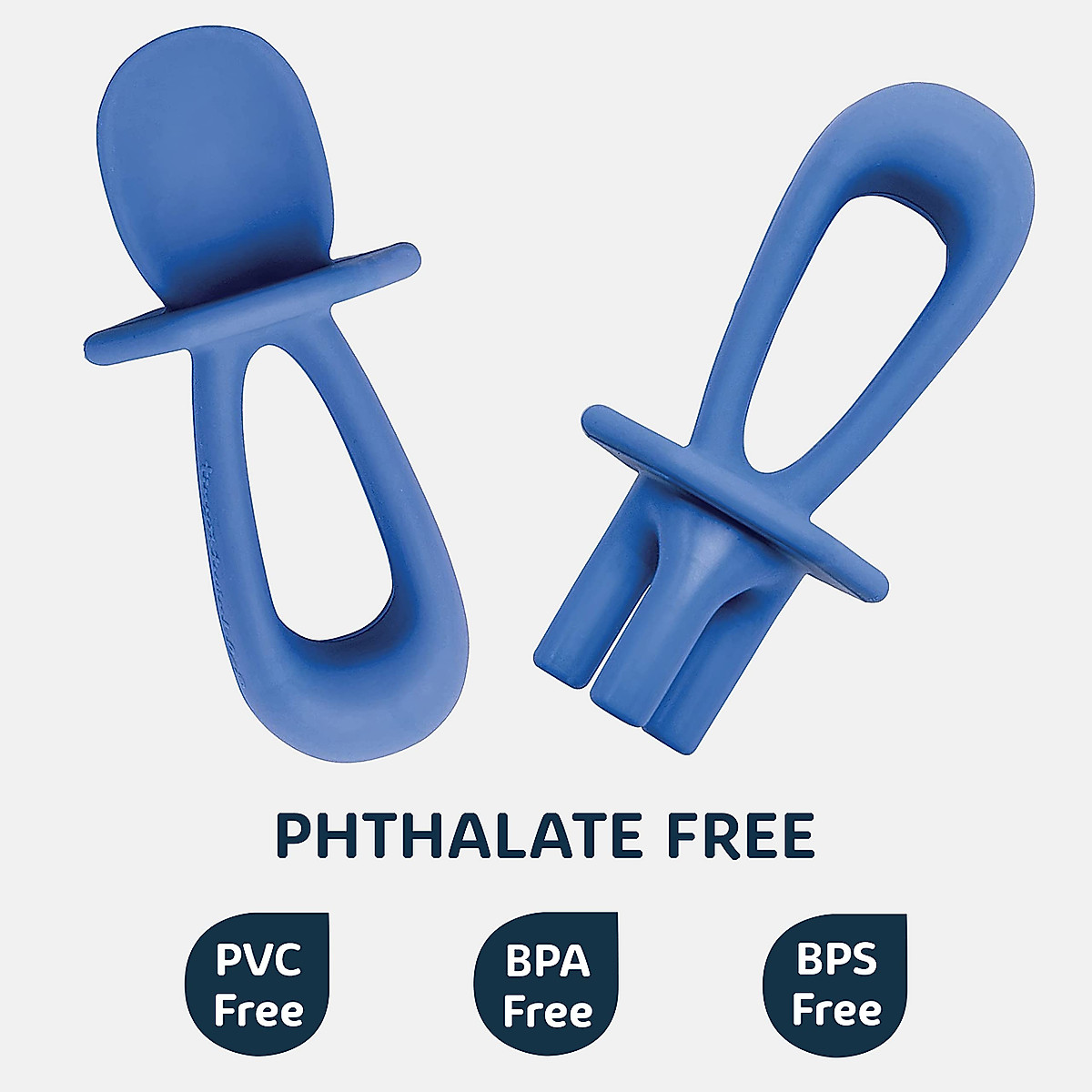 Tiny Twinkle Silicone Training Utensils - Baby Spoons and Baby Forks For Self-Feeding Training - Silicone Baby Led Weaning Utensils For Toddlers And Babies 6-24 Months - Baby Feeding Supplies (Indigo)