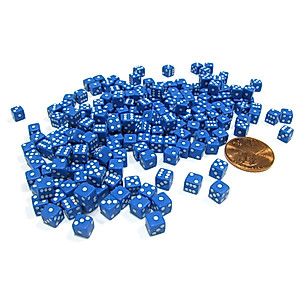 Koplow Games 200 Six Sided D6 5mm .197 Inch Die Small Tiny Mini Miniature Blue Dice