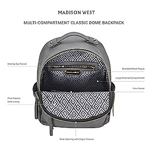 Madison West Kylee Backpack Purse for Women, Casual Daypack Handbag, Soft Vegan Leather - Charcoal