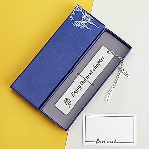 Enjoy Your Next Chapter Bookmark 2022, Retirement Gifts for Women, Book Lover, Coworker Leaving Gifts, Come with Gift Box and Best Wishes Card