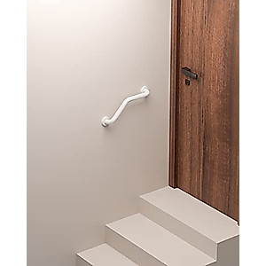 16 Inch Angled Shower Grab Bar White, Munzong 2 Pack Anti Slip Bathroom Grab Bar, Knurled Bathroom Balance Bar,Safety Hand Rail Support Handicap Elderly Injury Senior Assist Bath Handle-1.25” Tube