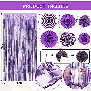 Purple Birthday Party Decorations for Women Girls with Butterfly Hanging Garland,Happy Birthday Banner,Curtains,Circle Dots Garland,Hanging Paper Fans,Butterfly Cake Topper Birthday for Her