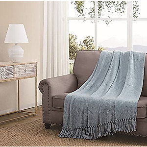 Christian Siriano NY Woven Lurex 50x60 Dusty Blue Throw, (TH4219DB-9100)