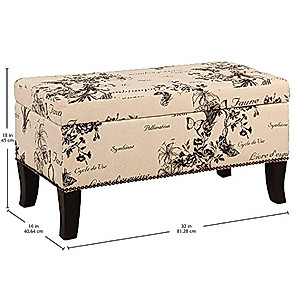 Linon Stephanie Ottoman, Botanical Linen