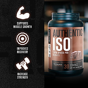 Jacked Factory Authentic ISO Grass Fed Whey Protein Isolate Powder - Low Carb, Non-GMO Muscle Building Protein w/No Fillers, Post Workout Recovery, Chocolate