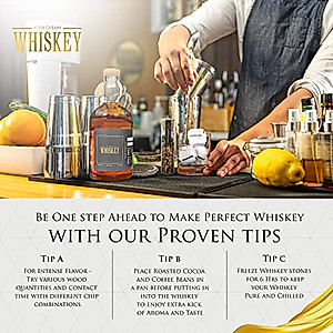 Whiskey Gifts for Men - Whiskey Making Kit - Whiskey Infusion Kit Gift Sets Men with Bottles, Wood Chips, Botanicals, Whiskey Stones - Whiskey Set - Husband Birthday Gift, Bourbon Kit Mens Gift Set