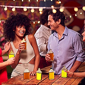 Mini Liquor Bottles Reusable Glass Flask Bottles with Black Caps Clear Empty Alcohol Shot Bottles Small Champagne Bottles DIY Gift for Halloween Birthday Weddings Party Favors (32 Pcs,100 ml)