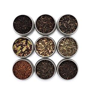 Golden Moon Tea Variety Pack - 9 Loose Leaf Tea Sampler - Organic Black, Green, White, and Herbal Teas Gift Set