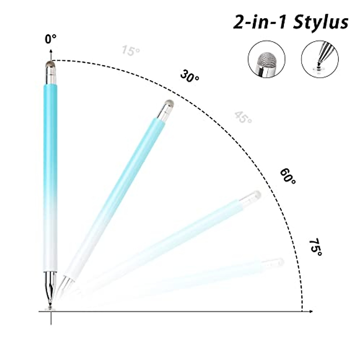 Stylus Pen (2 PCS), JAMBHALA Universal 2 in 1 Magnetic Disc Stylist Pens with Extra Replacement Tips for iPad, iPhone, Tablets, Samsung, Kindle and All Touch Screens Devices (Black/White)