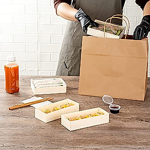 Restaurantware Taipei 18 Ounce Food Containers 100 Rectangle Wooden Bento Boxes - Lids Sold Separately Grease Impermeable Poplar To Go Boxes Disposable Serve Noodles Dumplings And More