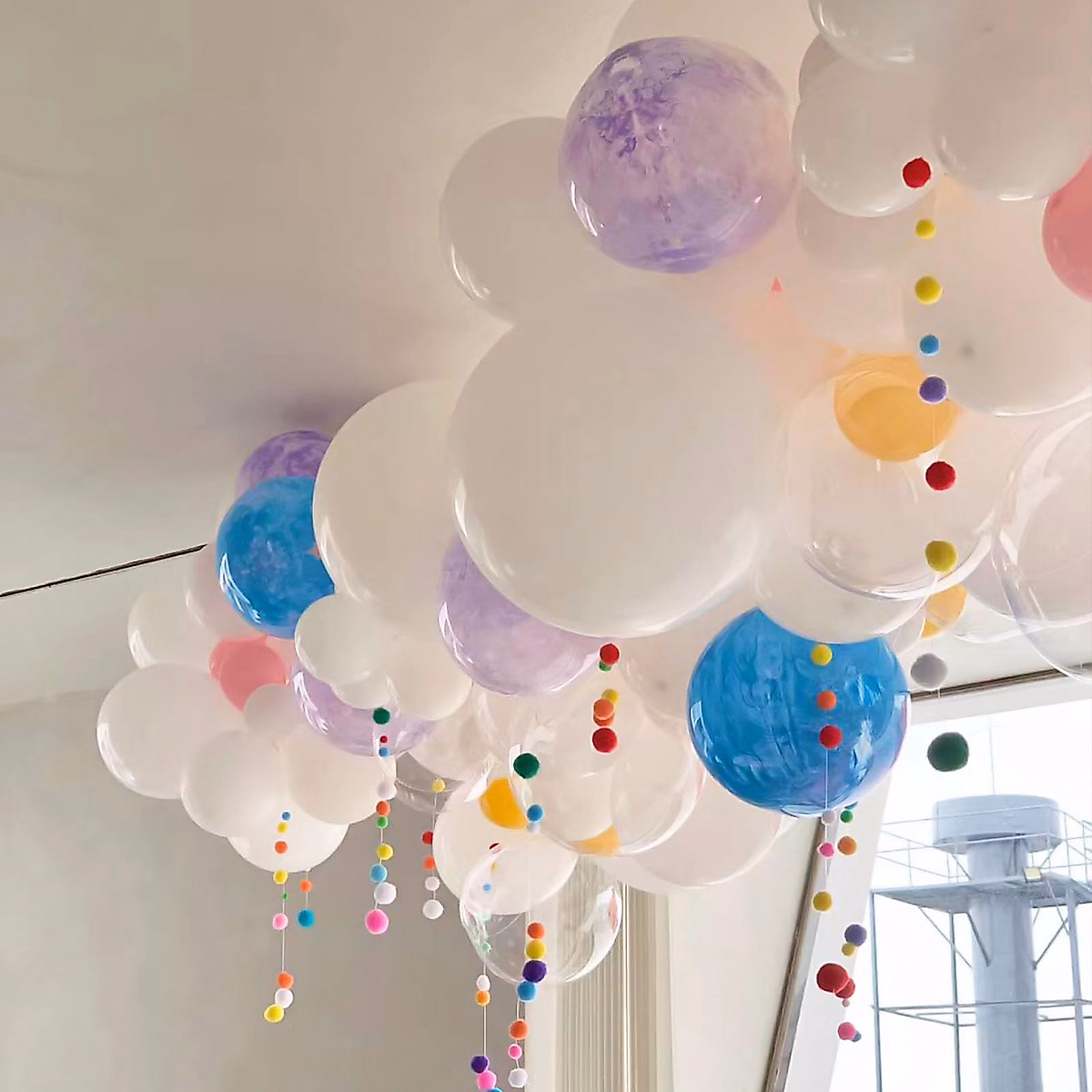 Yukiyi 6pcs Extra Large Balloons for Garland 36 Inch Big White Black Giant 36-inch Round Birthdays Festivals Wedding Event Decorations (White)