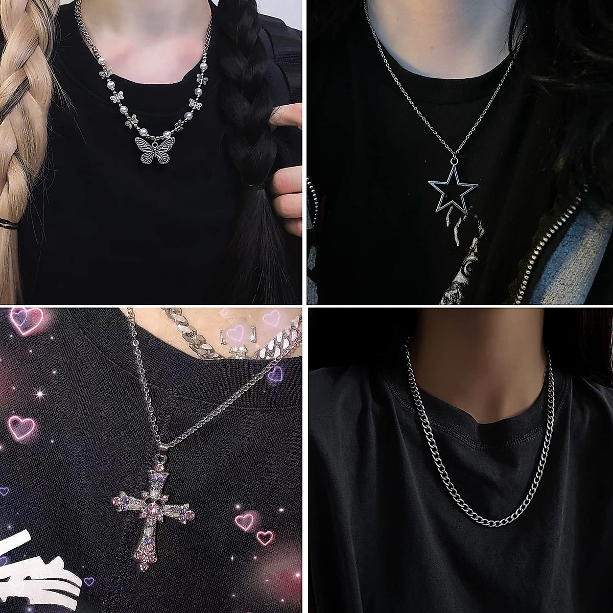 LIRUNQIN Y2k Accessories Goth Grunge Y2k Star Indie Butterfly Boho Cross Pendent Y2k Jewelry for Women Men