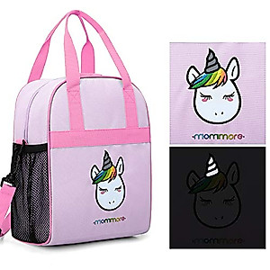 mommore Lunch Box Portable Unicorn Lunch Bag Insulated Lunch Tote Bag, Purple