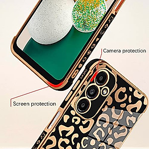 Bonoma for Samsung Galaxy A14 5G Case Leopard Plating Electroplate Luxury Elegant Case Camera Protector Soft TPU Shockproof Protective Corner Back Cover Galaxy A14 5G Case -Black