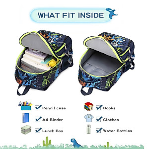 Cusangel Kids Backpack for Boys Elementary Preschool School Bags 16 Inch Dinosaur Backpack Multi Compartment,Sturdy Backpack Age 5-10(Dinosaur Fossil, Glow In The Dark)