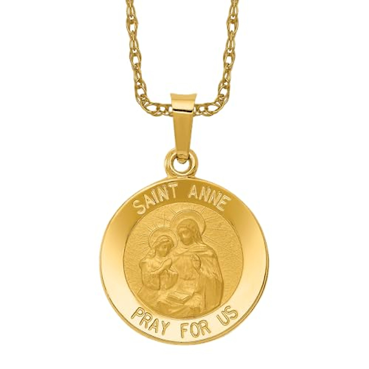 IceCarats 14K Yellow Gold Saint Anne Medal Necklace Charm Pendant 22.75mm x 15.5mm Only