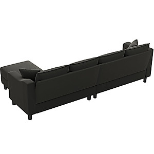 Belffin Velvet Convertible Sectional Sofa L Shaped Couch Reversible Sectional Sofa with Chaise Velvet 4 Seat Sectional Sofa (Grey)…