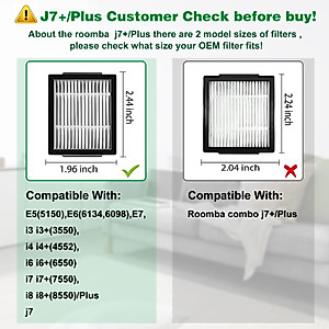 HORPKUN Replacement Parts for iRobot Roomba i7 i7+ i3 i3+ i4 i6 i6+ i8 i8+/Plus E5 E6 E7 j7 I,E &J Series Vacuum Cleaner, 2 Set Rubber Brushes, 6 Filters, 6 Side Brushes,3 Vacuum Bags