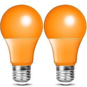 KKHLGB LED A19 Orange Light Bulb, 9W (60W Equivalent), E26 Base for Halloween, Christmas Decoration, Porch, Home Lighting, Party, Bars, Holiday Lighting, 2-Pack