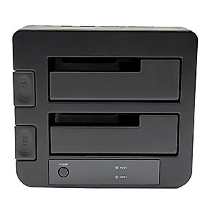 StarTech.com Dual-Bay USB 3.0 / eSATA to SATA Hard Drive Docking Station, External 2.5/3.5" SATA I/II/III, SSD/HDD Docking Station, Hot-Swap Hard Drive Bays, Top-Loading (SDOCK2U33EB),Black