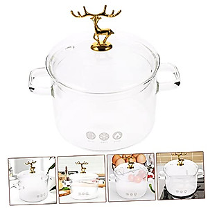 DOITOOL Soup Pot Korean Pots for Cooking Casserole Dish with Lid Korean Ramen Pot Home Cookware Instant Noodle Bowl Stew Pot Kitchen Glass Cookware Kitchen Cooking Pot Kitchenware