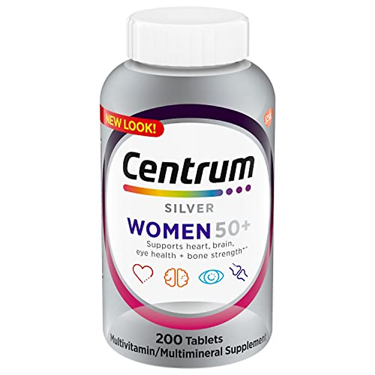 Centrum Silver Women's Multivitamin for Women 50 Plus, Multivitamin/Multimineral Supplement with Vitamin D3, B Vitamins, Non-GMO Ingredients, Supports Memory and Cognition in Older Adults - 200 Ct