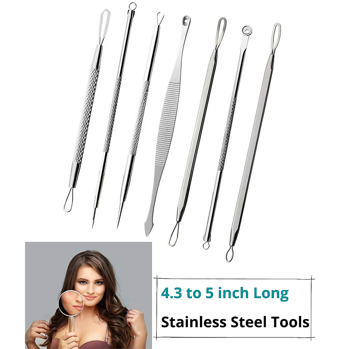 SAVBIN 7-Piece Blackhead/Comedone/Pimple Extraction Kit for Nose Face etc