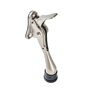 HOME&I One Touch Easy Pedal Door Stop Stopper Height Adjustable Kick Down Door Stop with Rubber Tip Spring Lever Screw Type (Black)