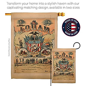 Americana Home & Garden Jr. O. U. A. M. Garden Flag Set Wood Dowel Americana US Historic July Memorial Veteran Independence United State American House Banner Small Yard Gift Double-Sided, Made In USA