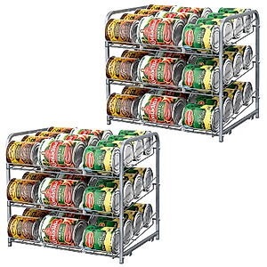 BTY Can Organizer for Pantry Stackable 2 Pack, Can Storage Organizer Rack Stacking Can Dispensers Small Space Holds up to 36 Cans for Pantry, Kitchen, Cabinet- Silver