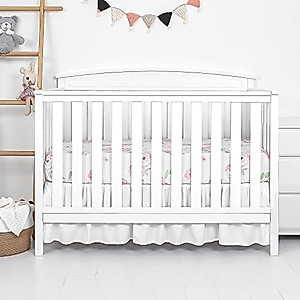 TILLYOU Crib Bed Skirt Dust Ruffle Off White, 100% Natural Cotton, Nursery Crib Bedding Accessory Toddler Bedskirt for Baby Boys Girls, 14" Drop, Off White