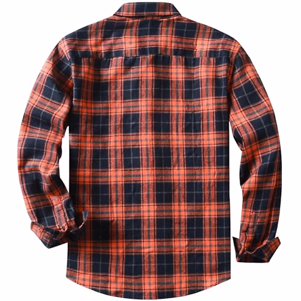 JMIERR Mens Flannels Long Sleeve Cotton Shirts Casual Fall Fashion Button Up Plaid Dress Shirt, US 46(XL), Burnt Orange