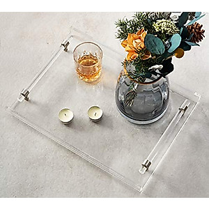 Artmaze Acrylic Tray, Breakfast Tray Serving Tray,with Acrylic Handles，Tray-Decorative,for Coffee Table Kitchen,16x12x2 inch…