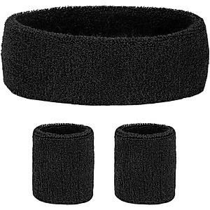 80s Sweatbands and Wristbands, Neon Sweatbands 80s, Sports Headband and Wristband Sets in 5 Colors